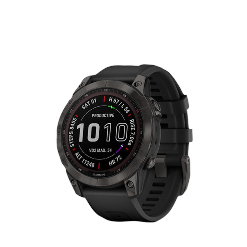 Garmin Fenix 7 Sapphire Solar, Carbon Gray Titanium w/ Black Band (Gar ...